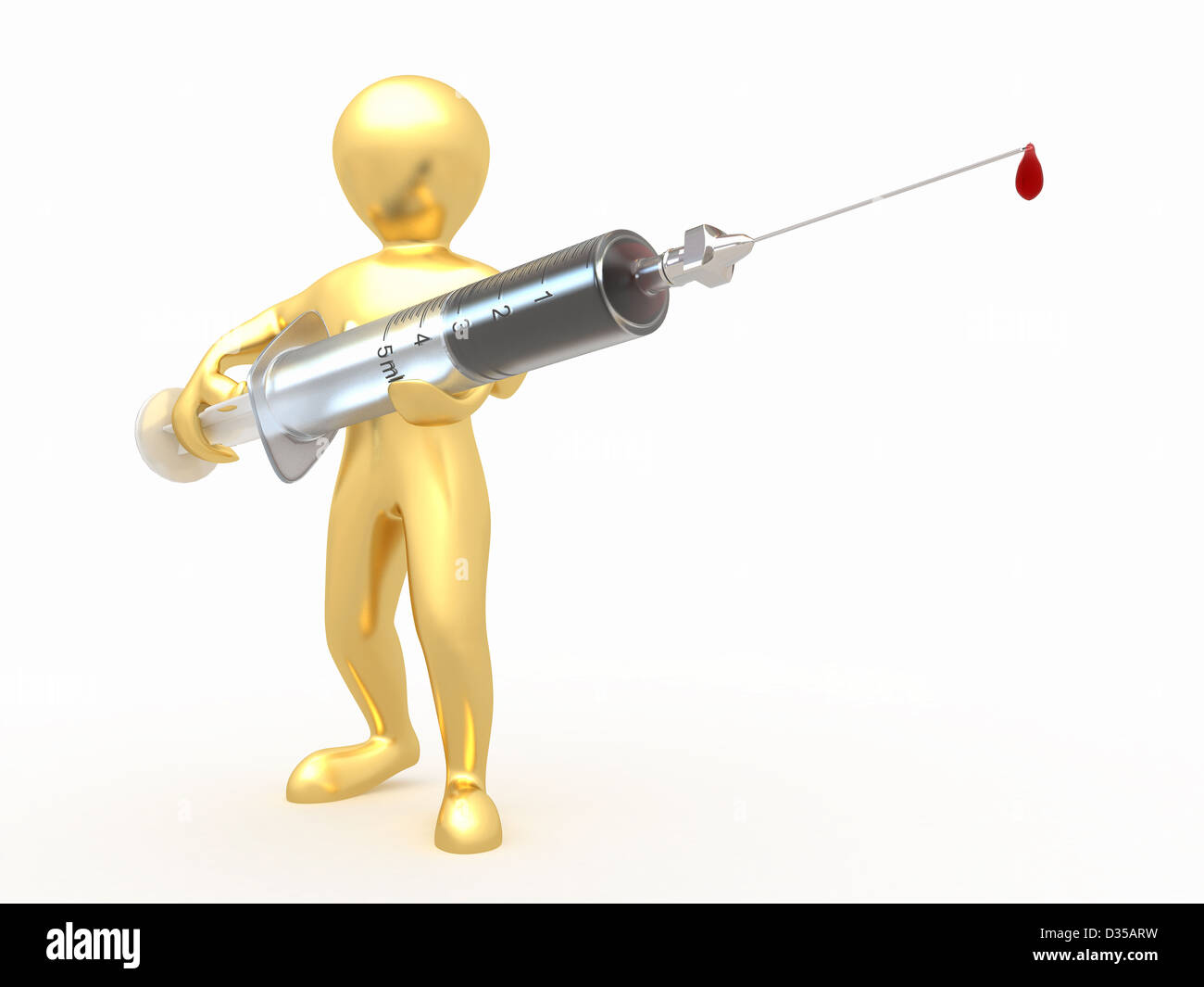 Men with syringe on white isolated background. 3d Stock Photo - Alamy