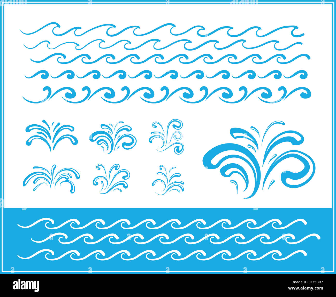 Set of wave symbols and splash for design Stock Photo - Alamy