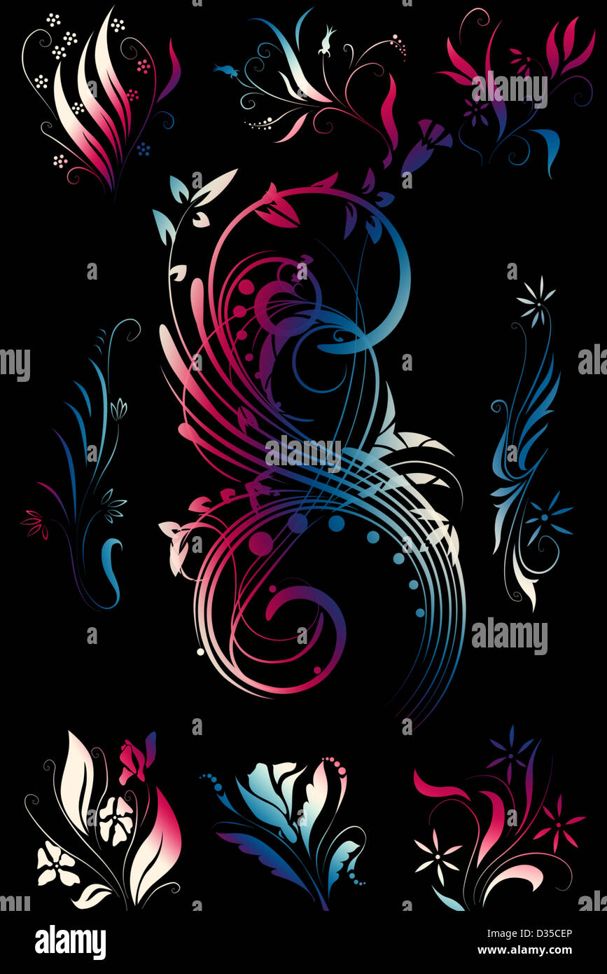 Beautiful illustrated flower background design with gradient Stock ...