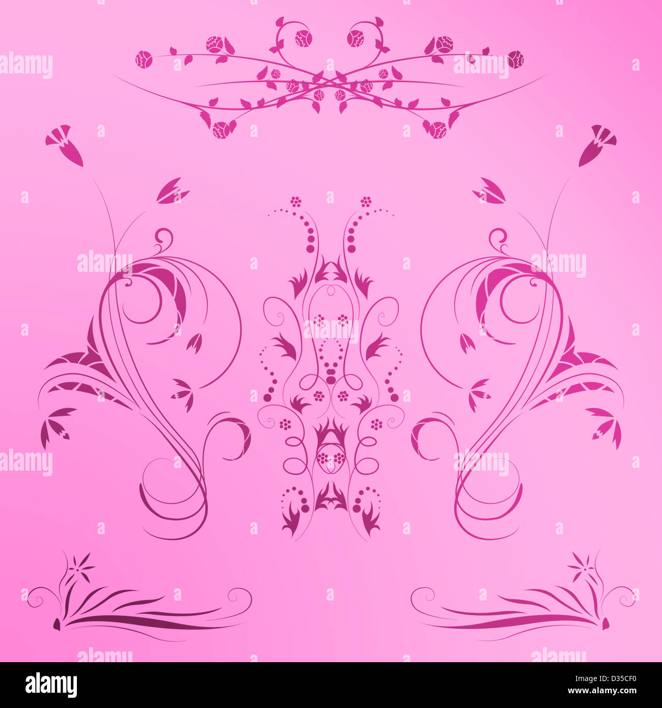 Beautiful illustrated flower background design with gradient Stock ...