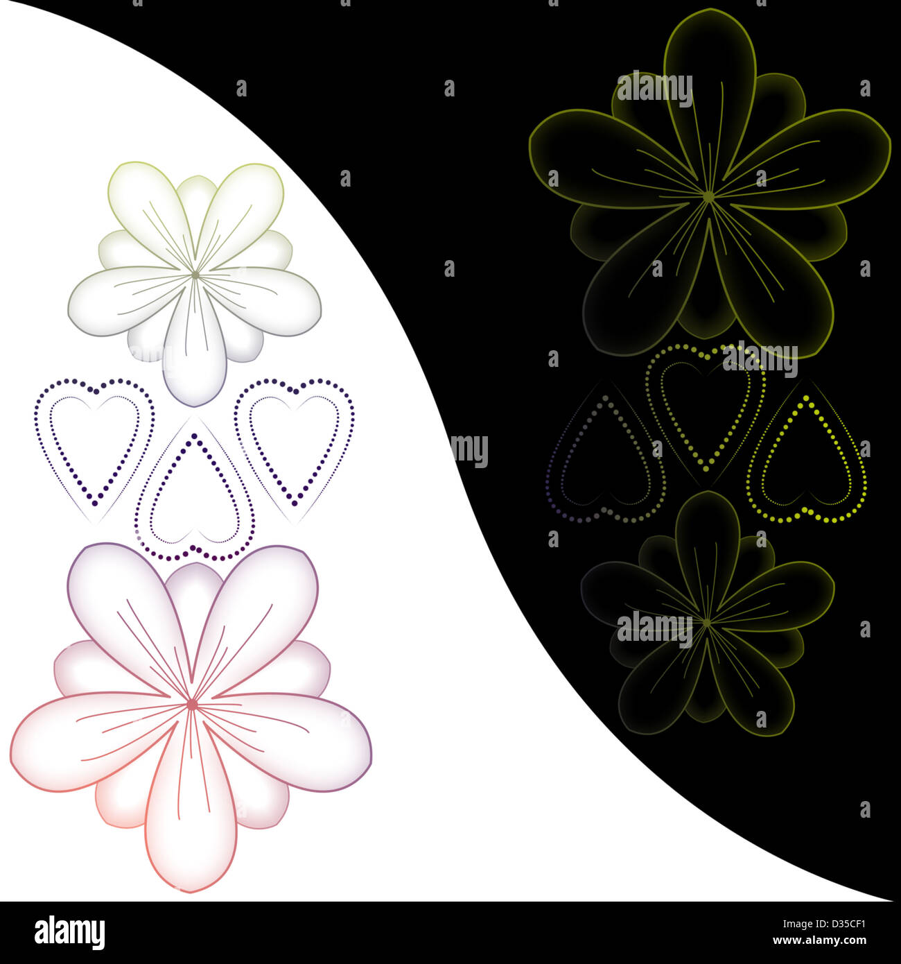 Beautiful illustrated flower background design Stock Photo - Alamy