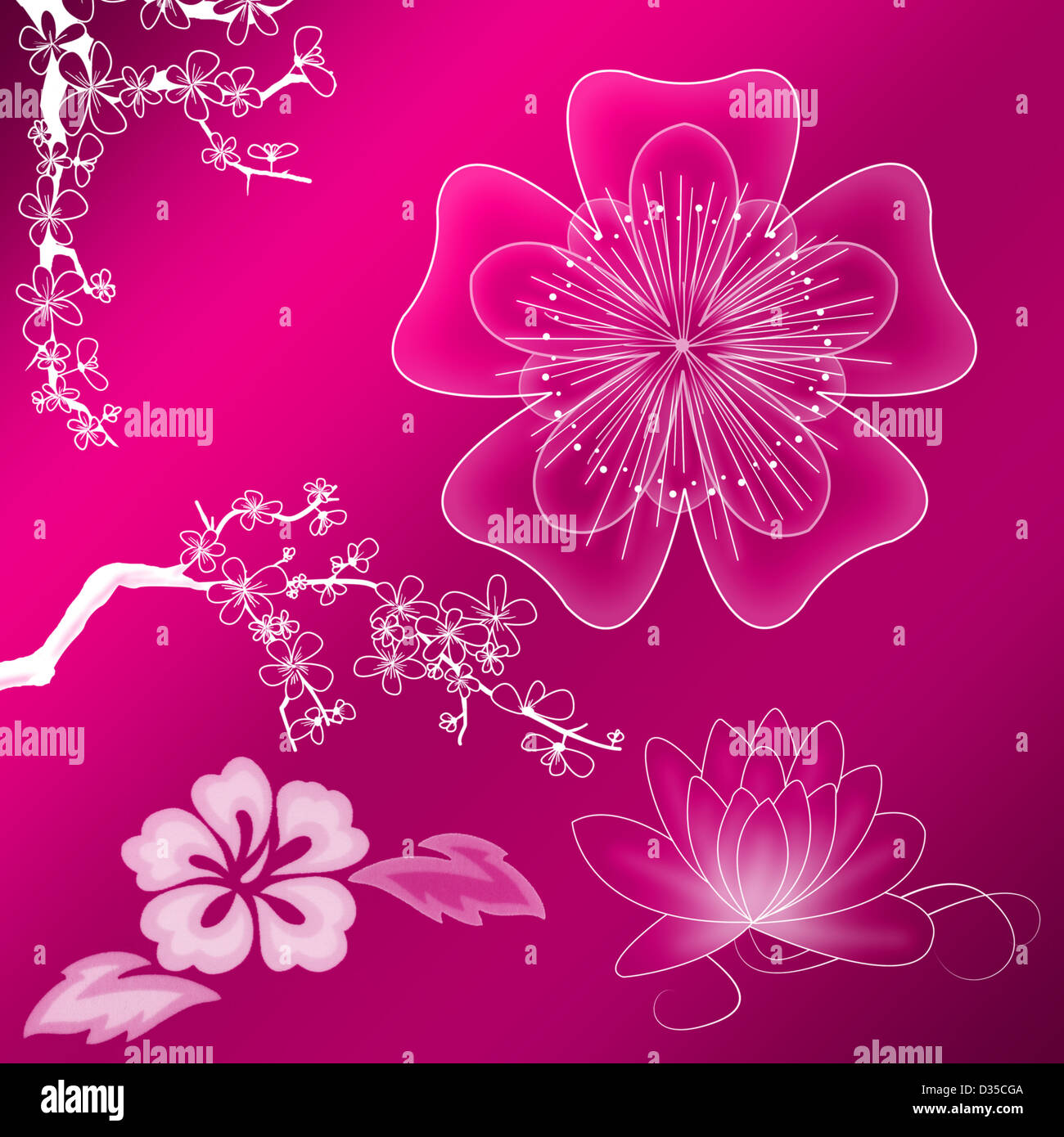 Beautiful illustrated flower background design with gradient Stock ...