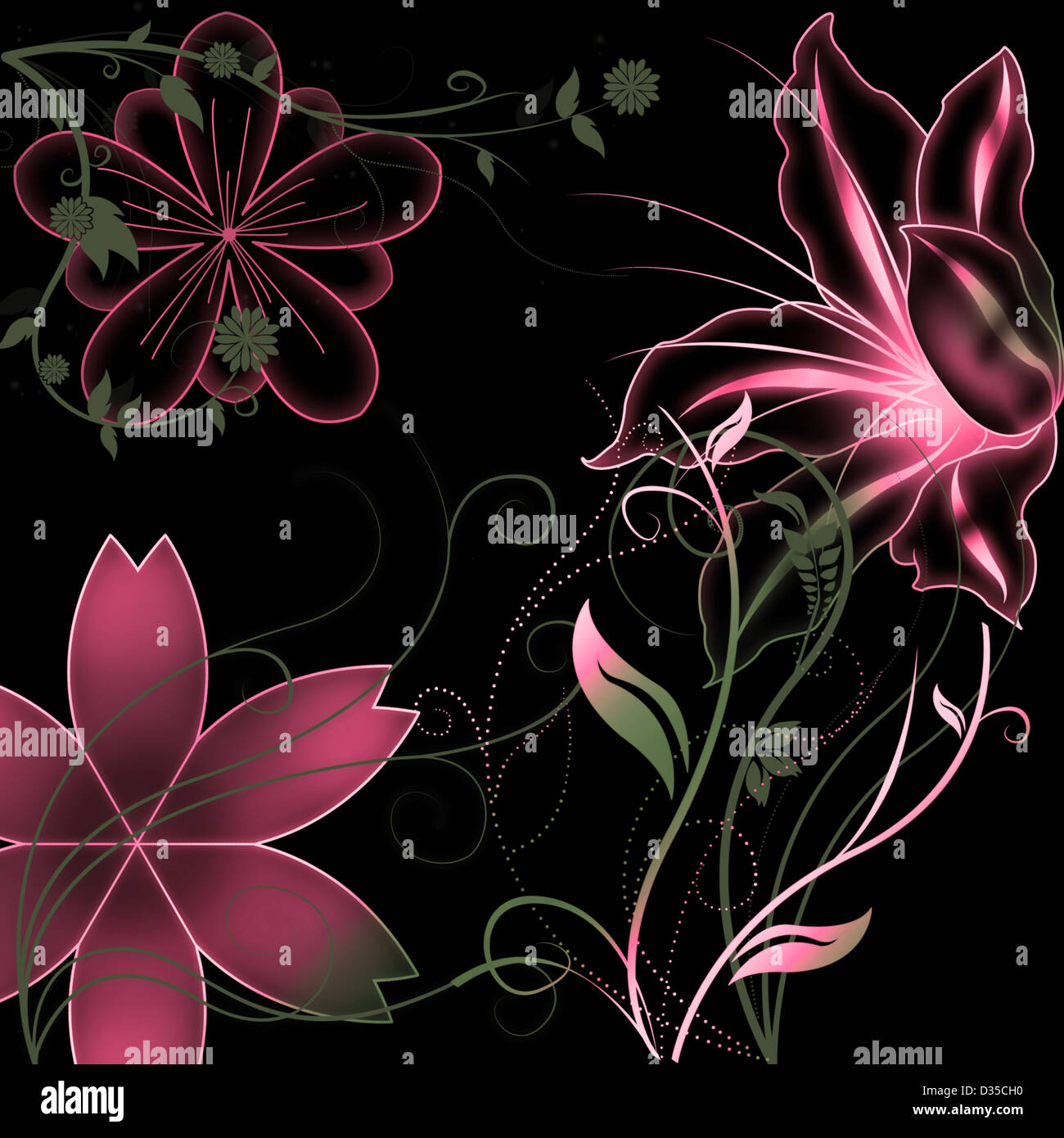 Beautiful illustrated flower background design with gradient Stock ...