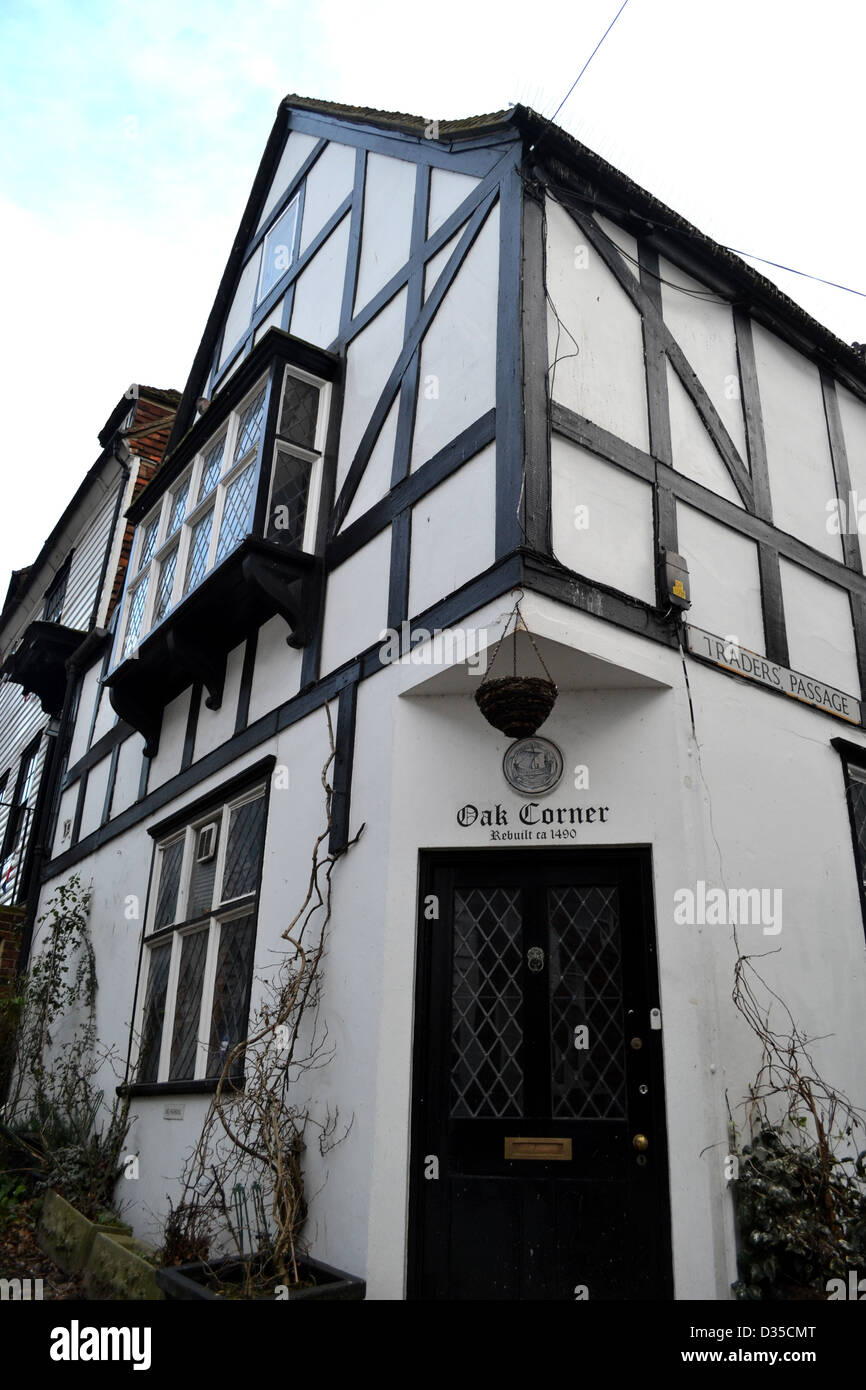 Medieval half-timbered house on Mermaid Street in Rye, England. Oak ...