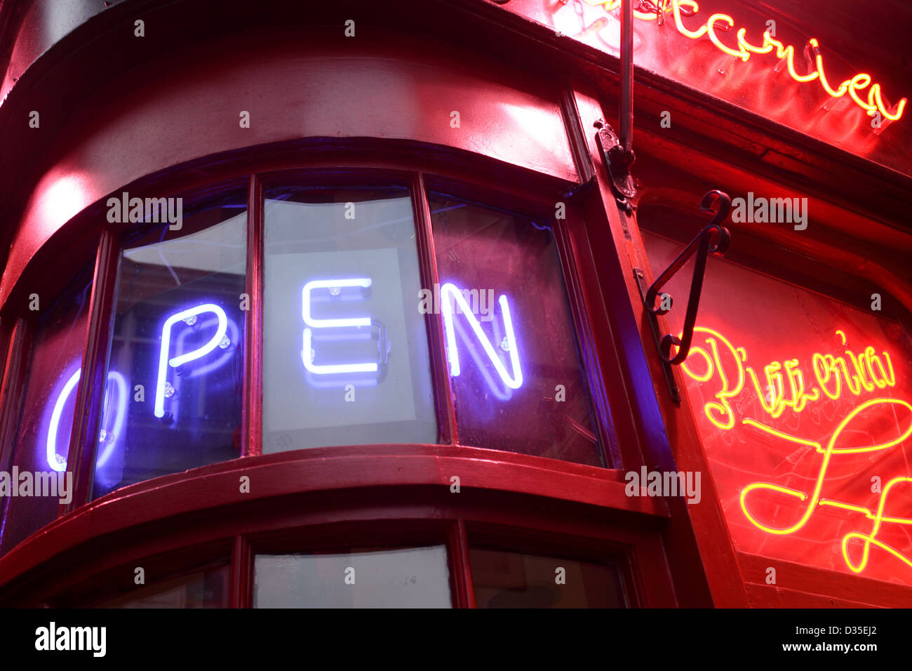 Restaurant 'open' neon signs, Chinatown, London UK Stock Photo - Alamy