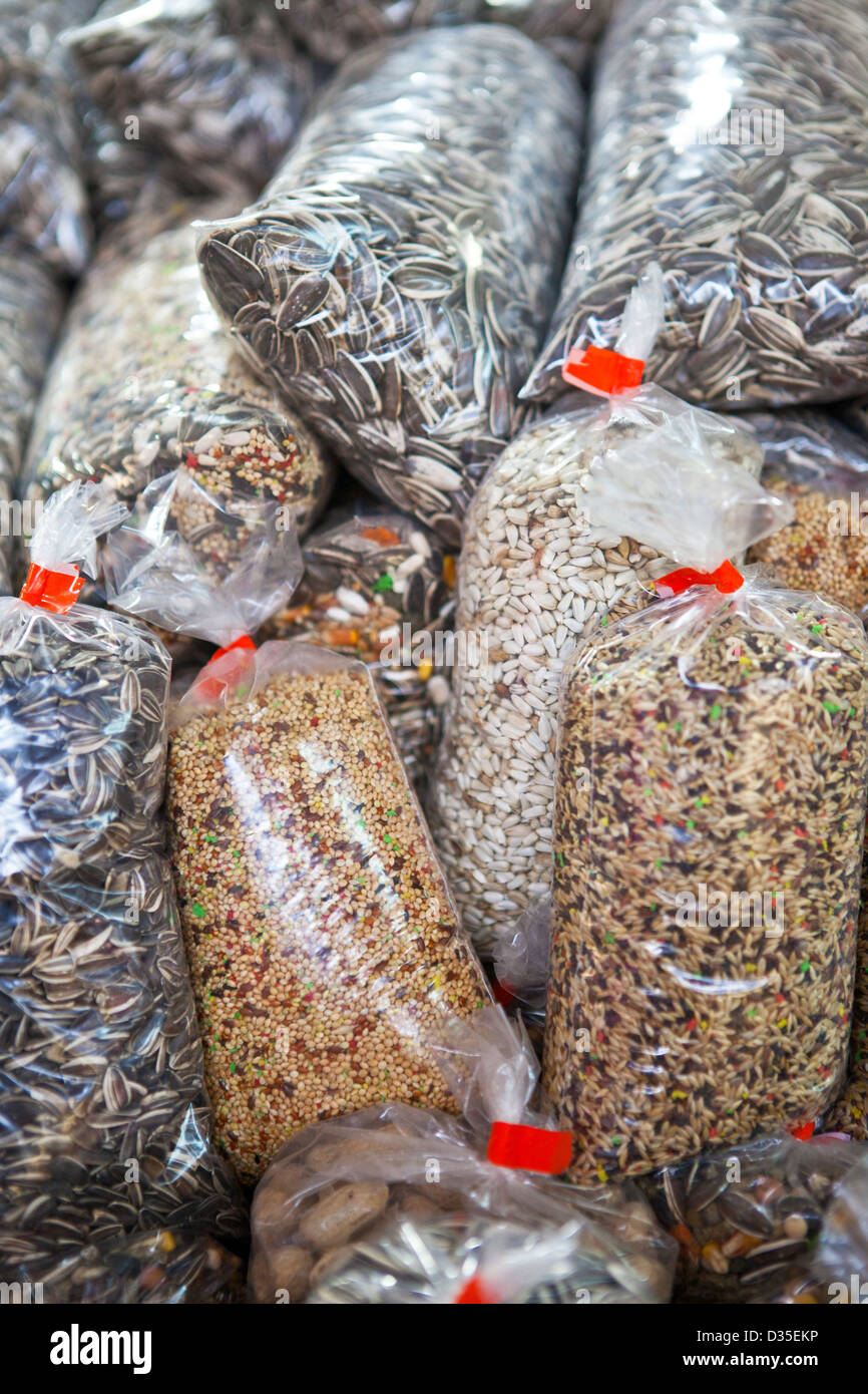 Seeds bags pile Stock Photo - Alamy