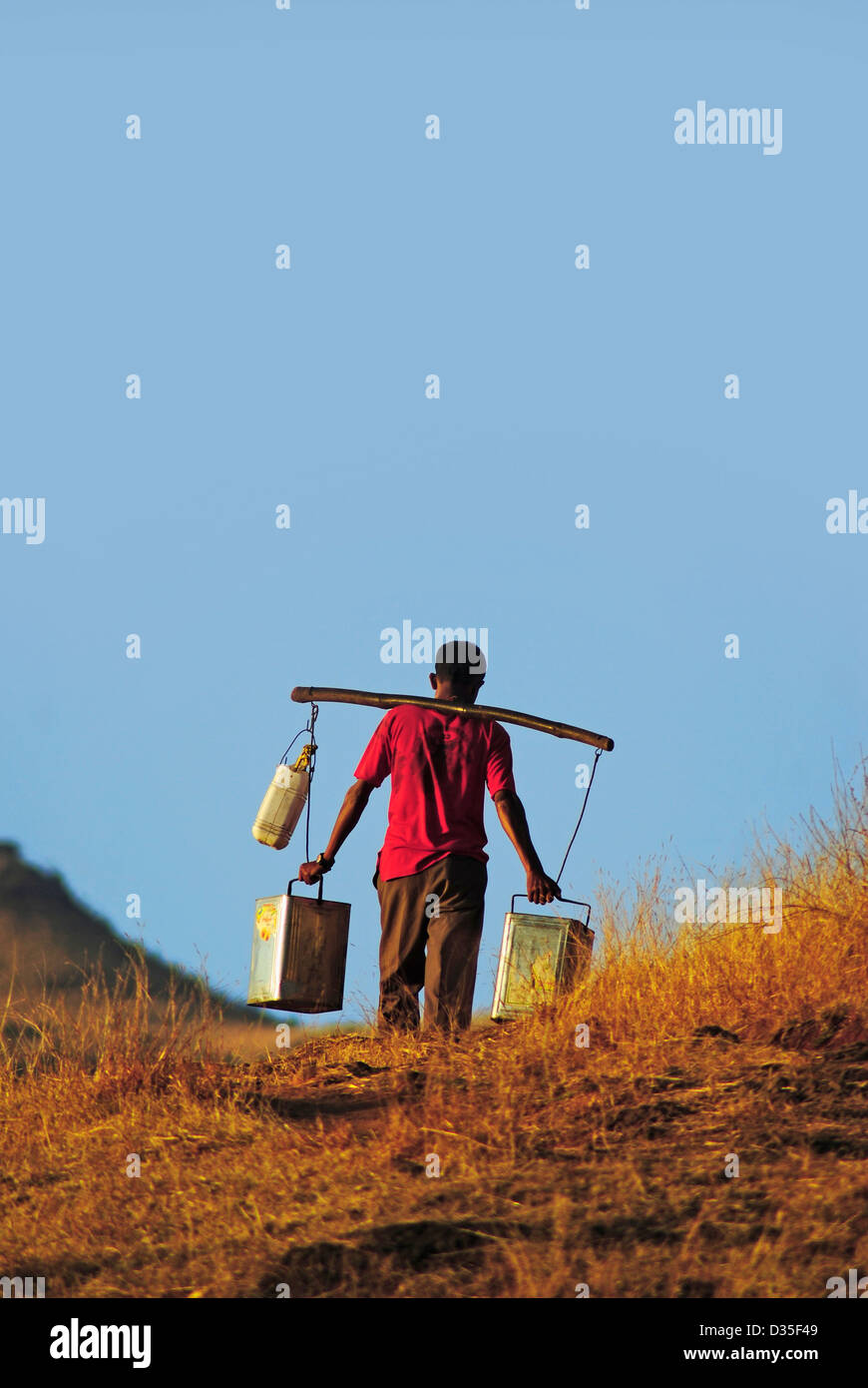 Man Carrying water on his shoulder, Maharashtra, India Stock Photo - Alamy