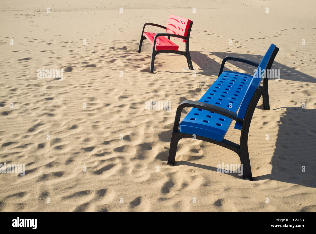 Two benches beach hi-res stock photography and images - Alamy