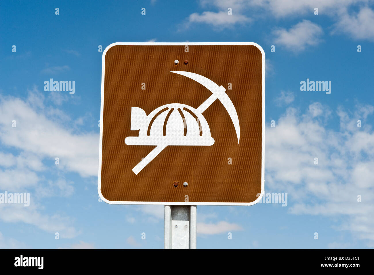 Mining symbol displayed near Parales Atacama Desert Chile South America ...
