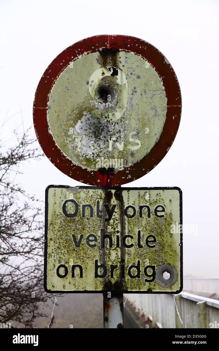Old Bridge restriction sign Stock Photo - Alamy