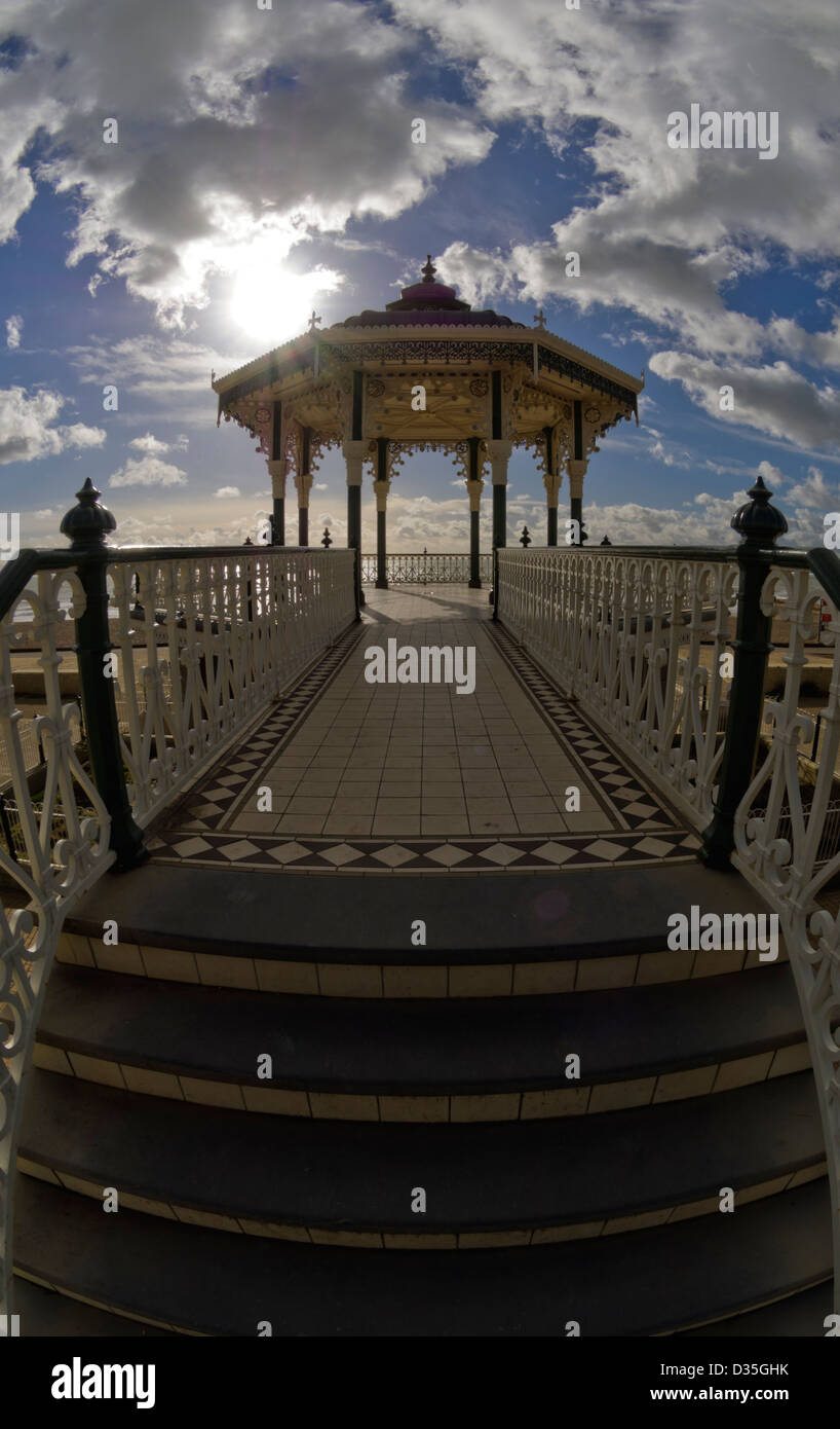 Brighton bandstand, wide-angle picture, on the seafront. Sussex ...