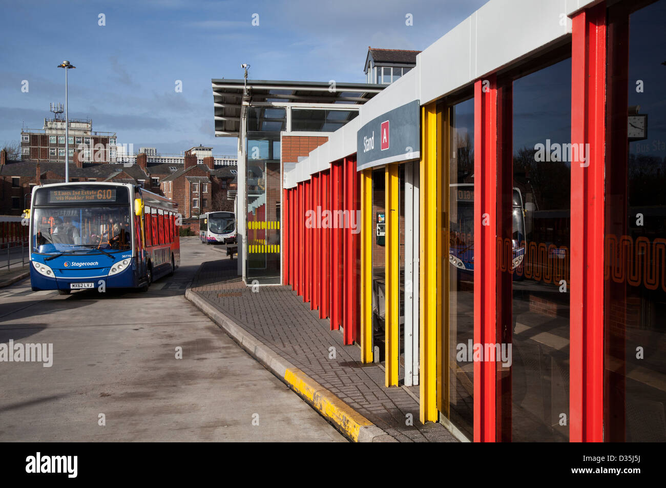 Wigan bus station Market Square run by Transport for Greater Manchester ...