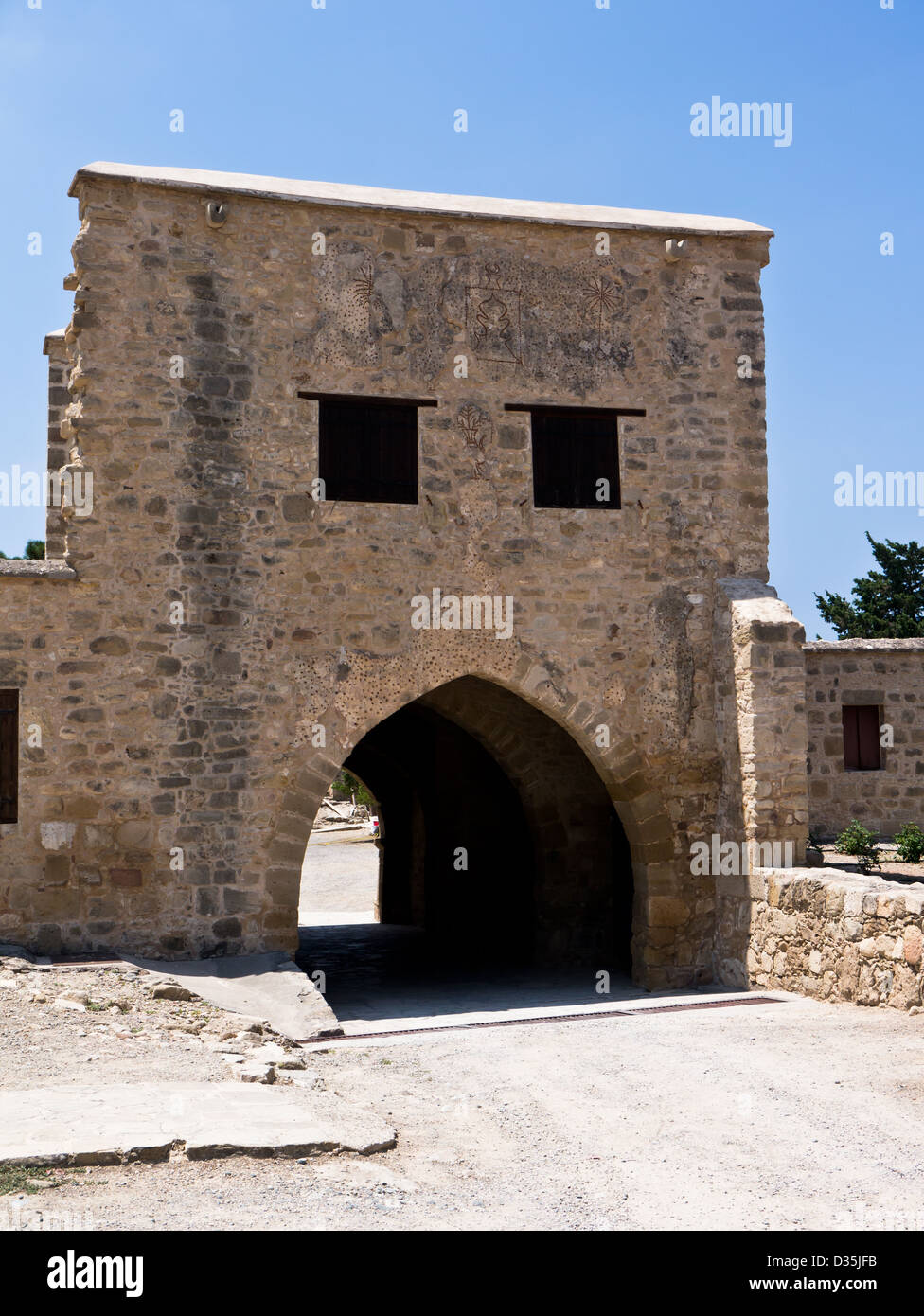 The entrance to the Lusignan Manor containing the remains of the ...