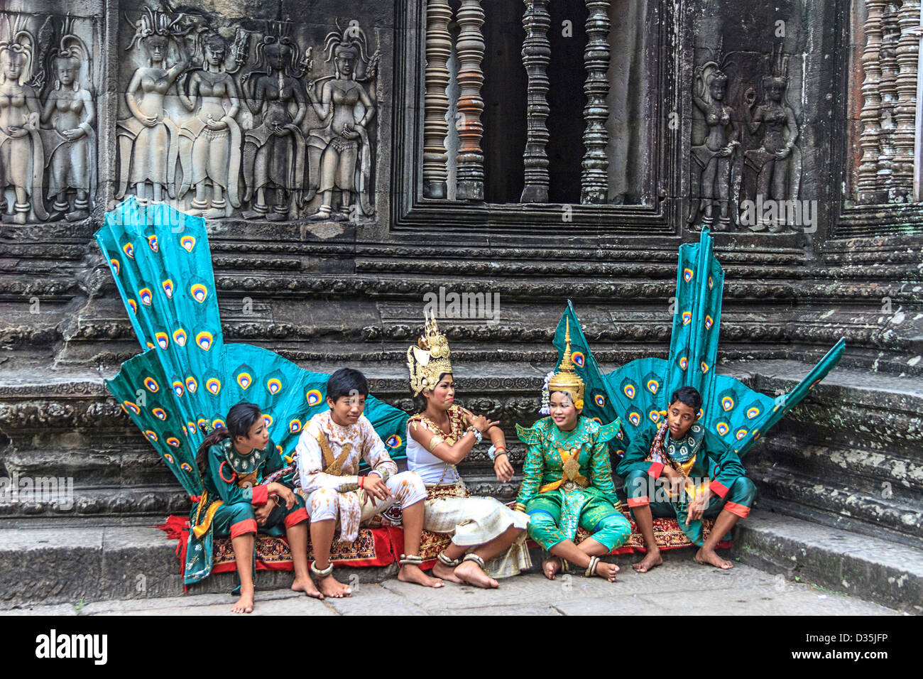 Local people in historic Cambodian costume at Angkor Wat, the largest ...