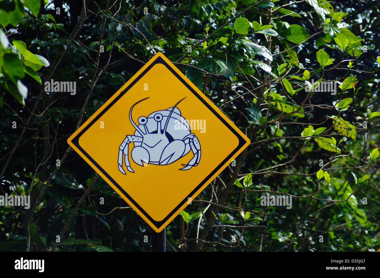 An "Attention Hermit Crab" sign on the remote island of Hahajima ...
