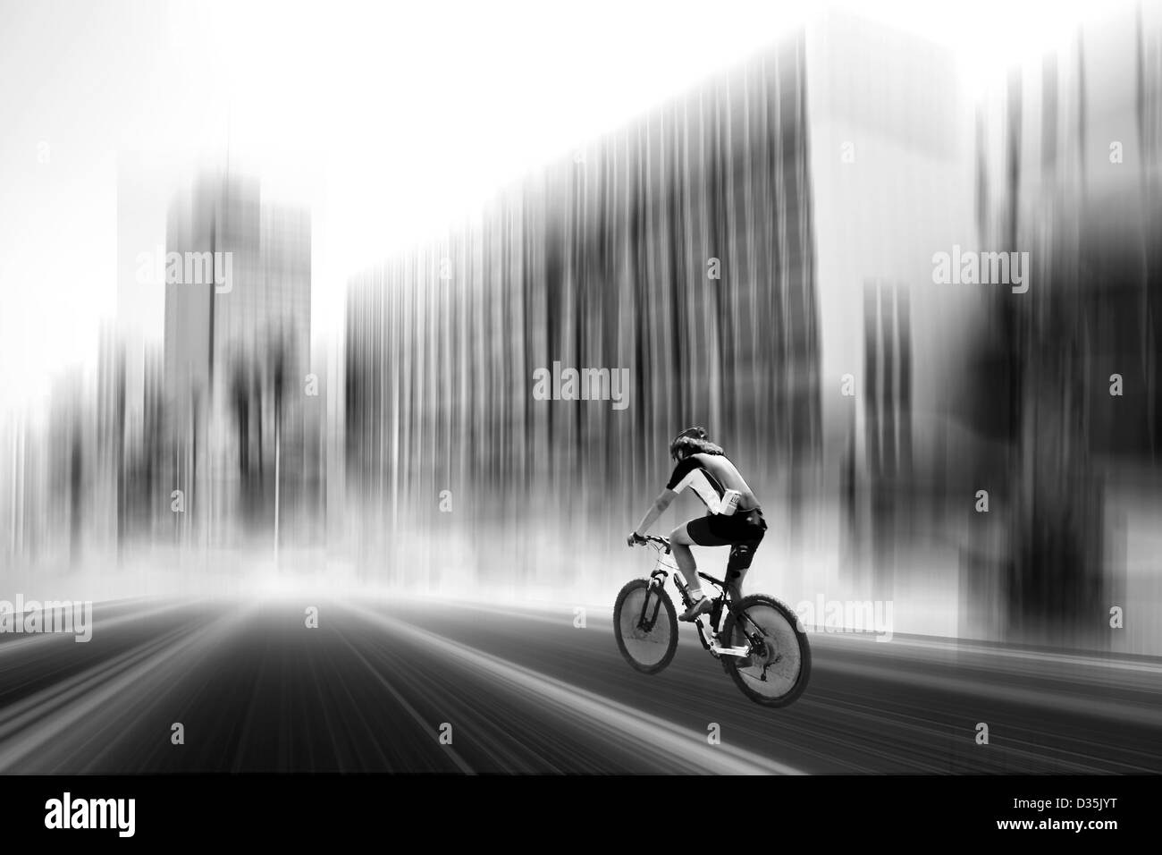 Scenic view with distorted landscape and sky with silhouetted figures ...