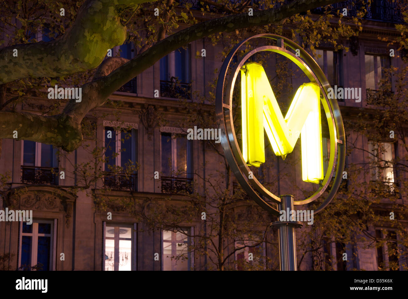 The bright yellow “M” symbol, is a modern version of the Paris Metro ...