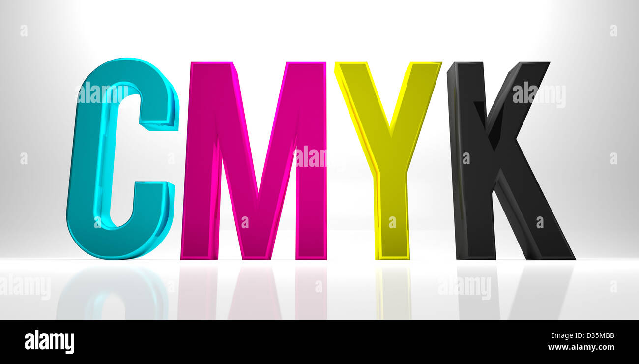3d render illustration of CMYK word block Stock Photo - Alamy