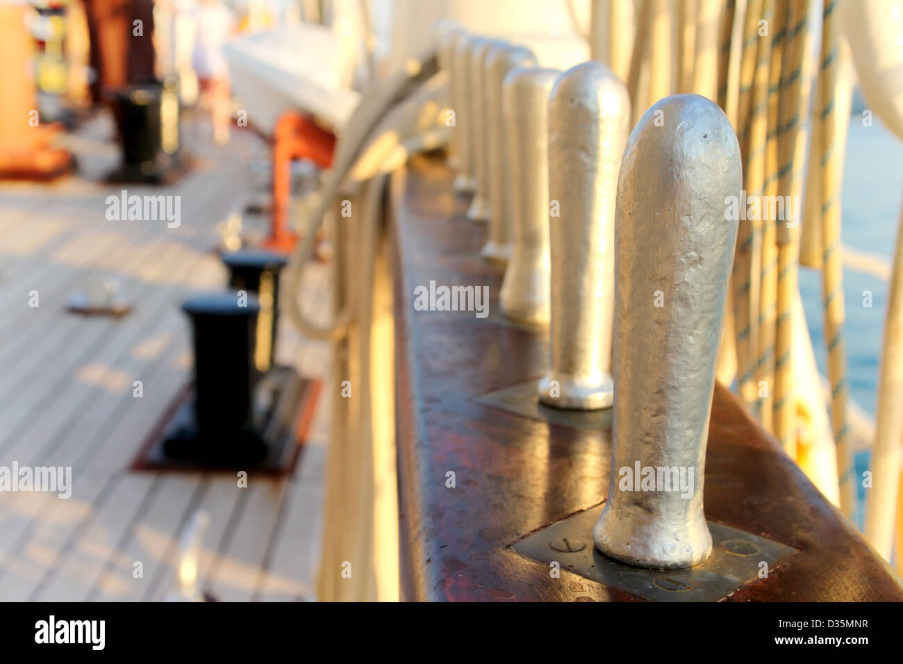 Metal rope peg on old sailing vessel (shallow dept of focus Stock Photo ...