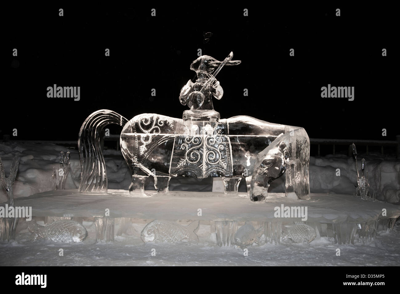 Lake Louise Ice Magic Festival ice sculpture at Banff National Park ...