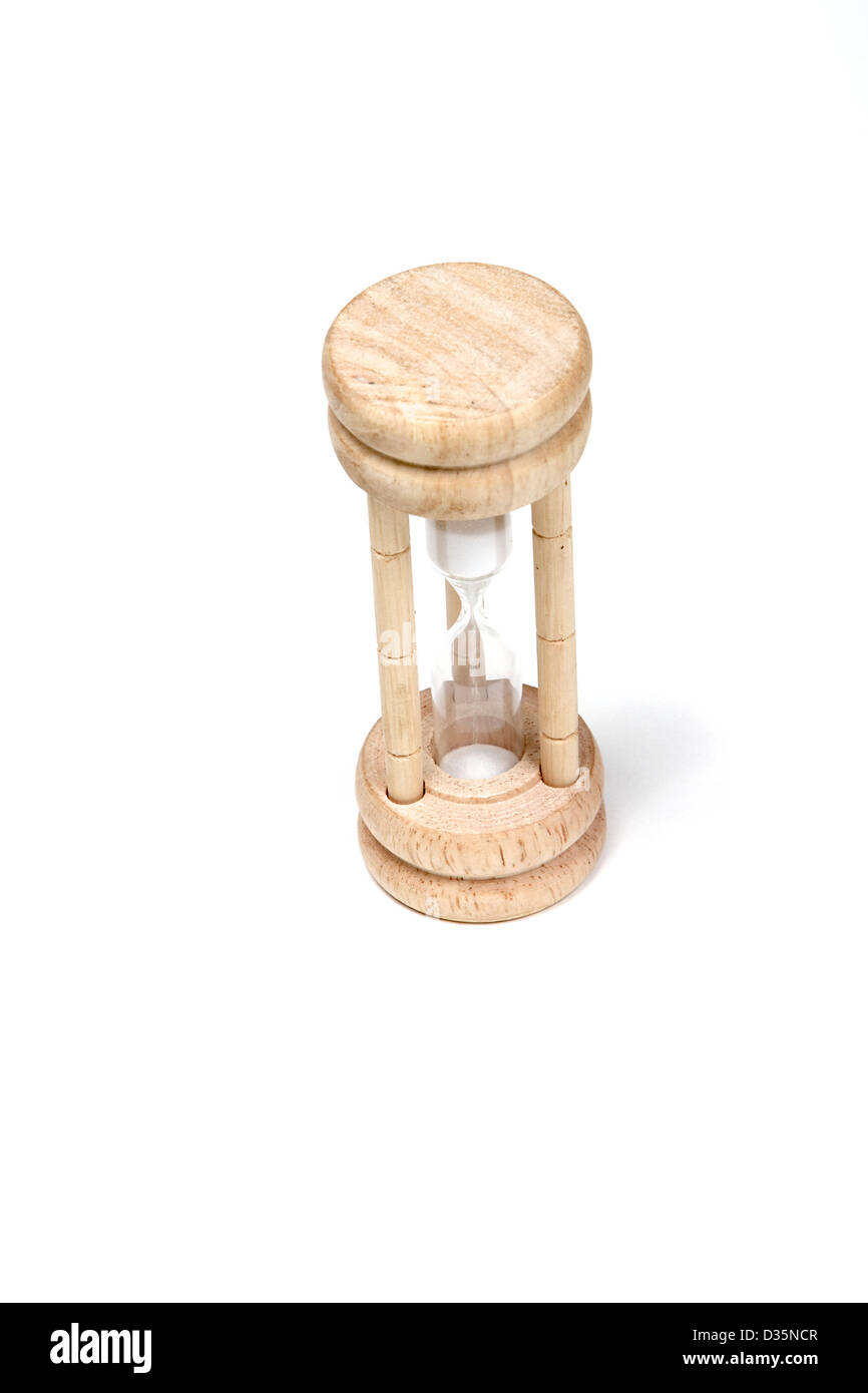 Wooden hourglass timer on a white background Stock Photo - Alamy