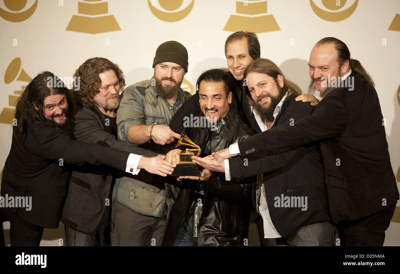 Feb. 10, 2013 - Los Angeles, California, USA - The Zac Brown Band receives Grammys for Best ...