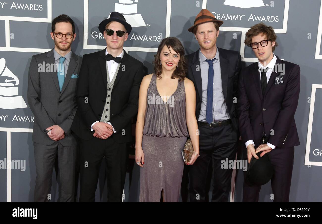 Los Angeles, California, USA. 10th February 2013. "The Lumineers" Ben ...