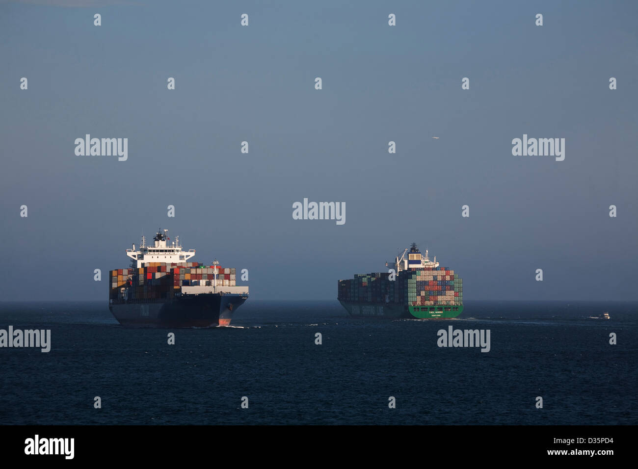 Two Panamax class Container Ships arriving and departing at Port Botany ...