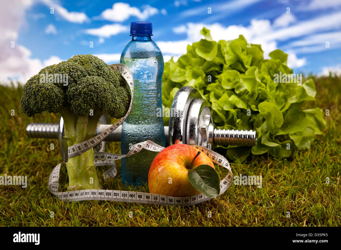 Fitness diet,vegetables and fruits Stock Photo - Alamy
