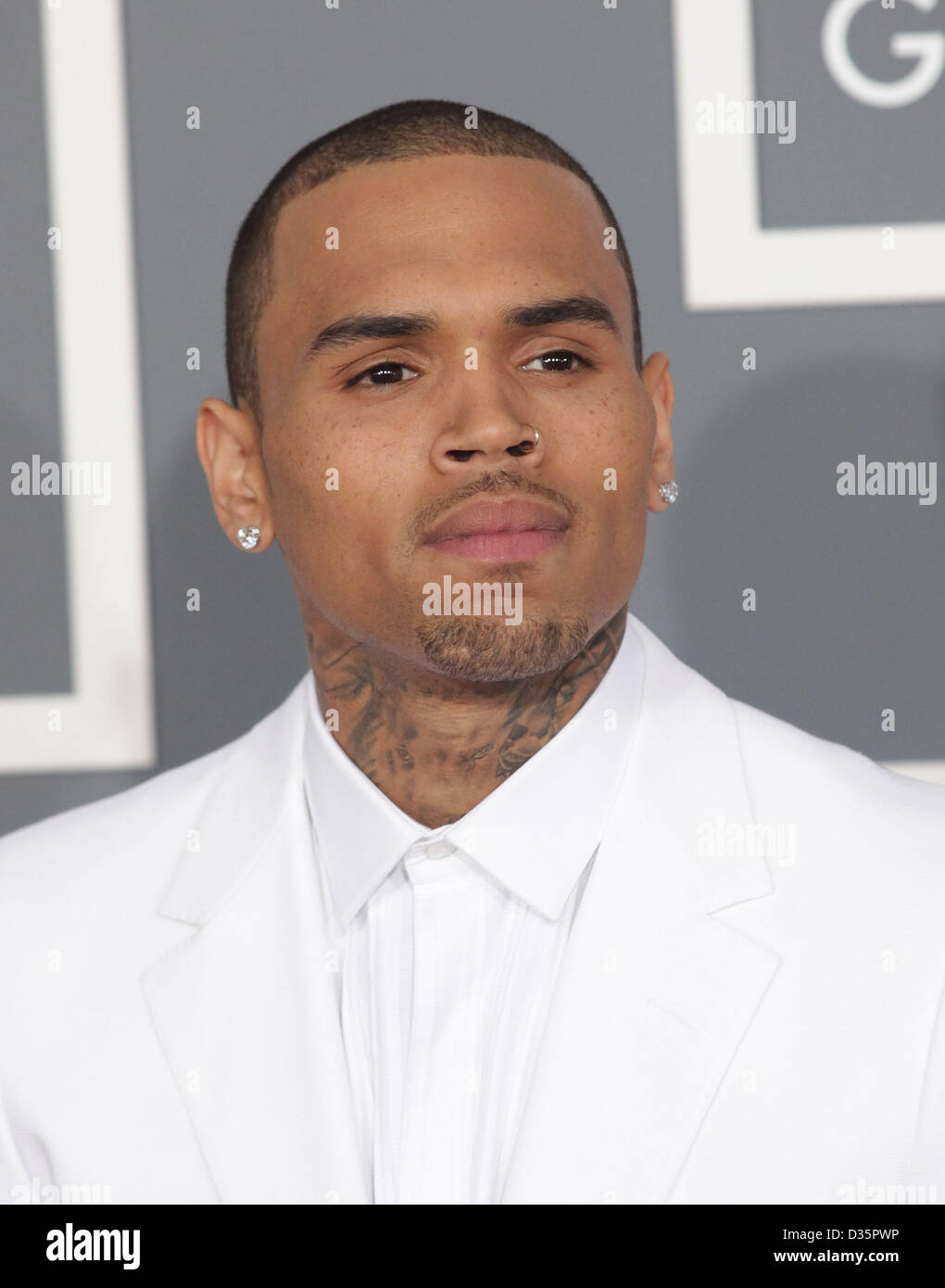 Los Angeles, California, USA. 10th February 2013. Chris Brown arrives ...