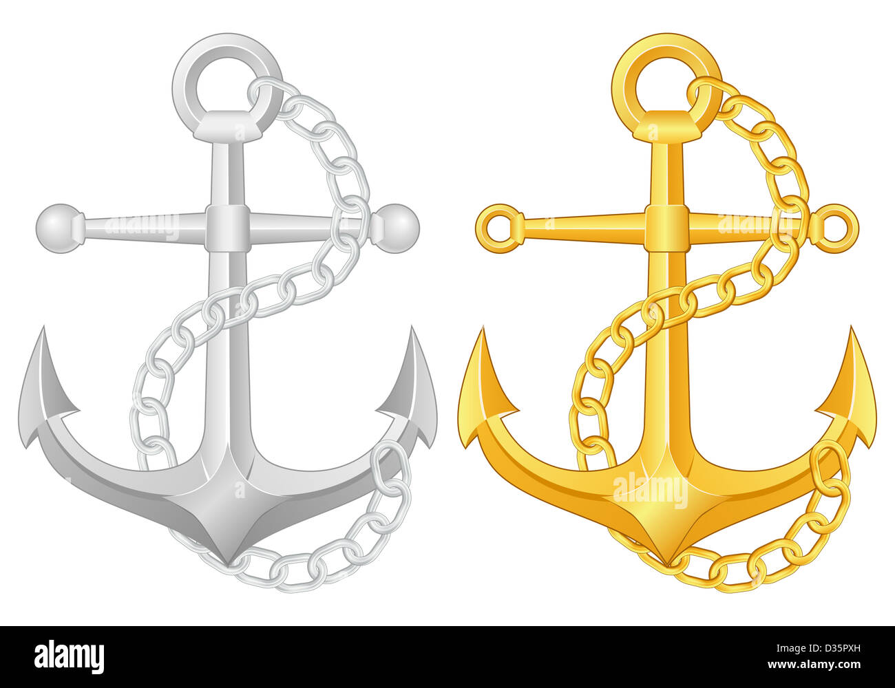 Two anchors on a white background. Vector illustration Stock Photo - Alamy