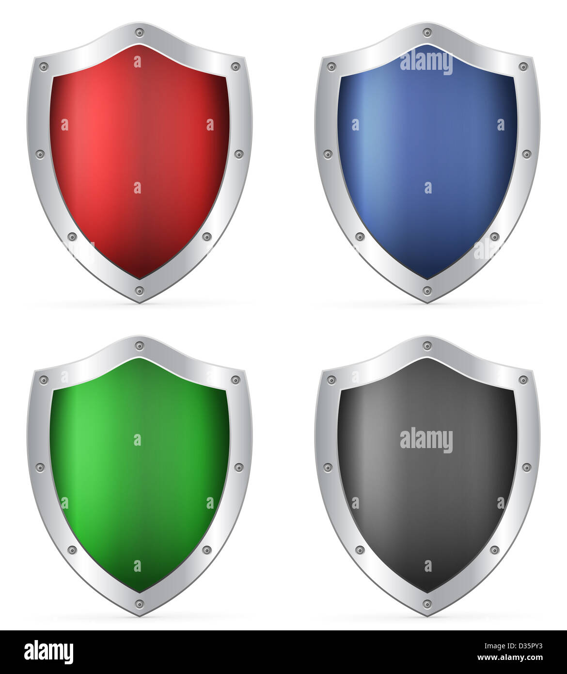Shields set on a white background. Vector illustration Stock Photo - Alamy