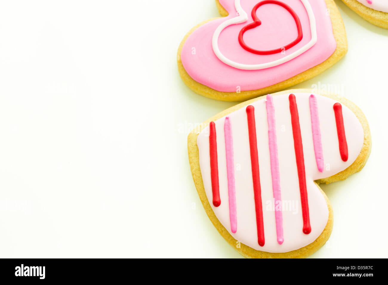 Heart shaped cookies decorated fancy icing patterns Stock Photo - Alamy