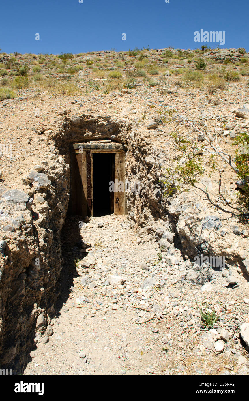 Buildings and mine shaft entrance of the Silver Reef Mine in the San ...