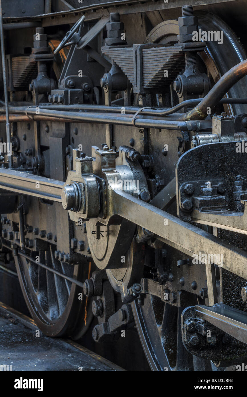 Details of old steam locomotive / engine in railway museum Stock Photo ...