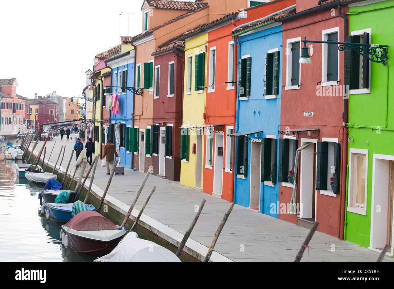 Colorfully painted houses on Burano in the venetian Lagoon Italy Stock ...