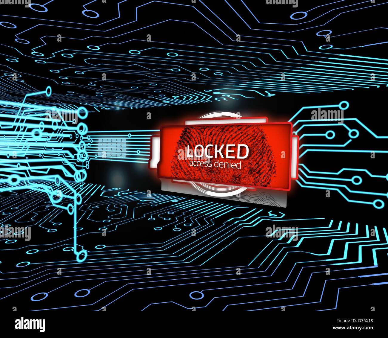 Locked screen in digital circuit board Stock Photo - Alamy