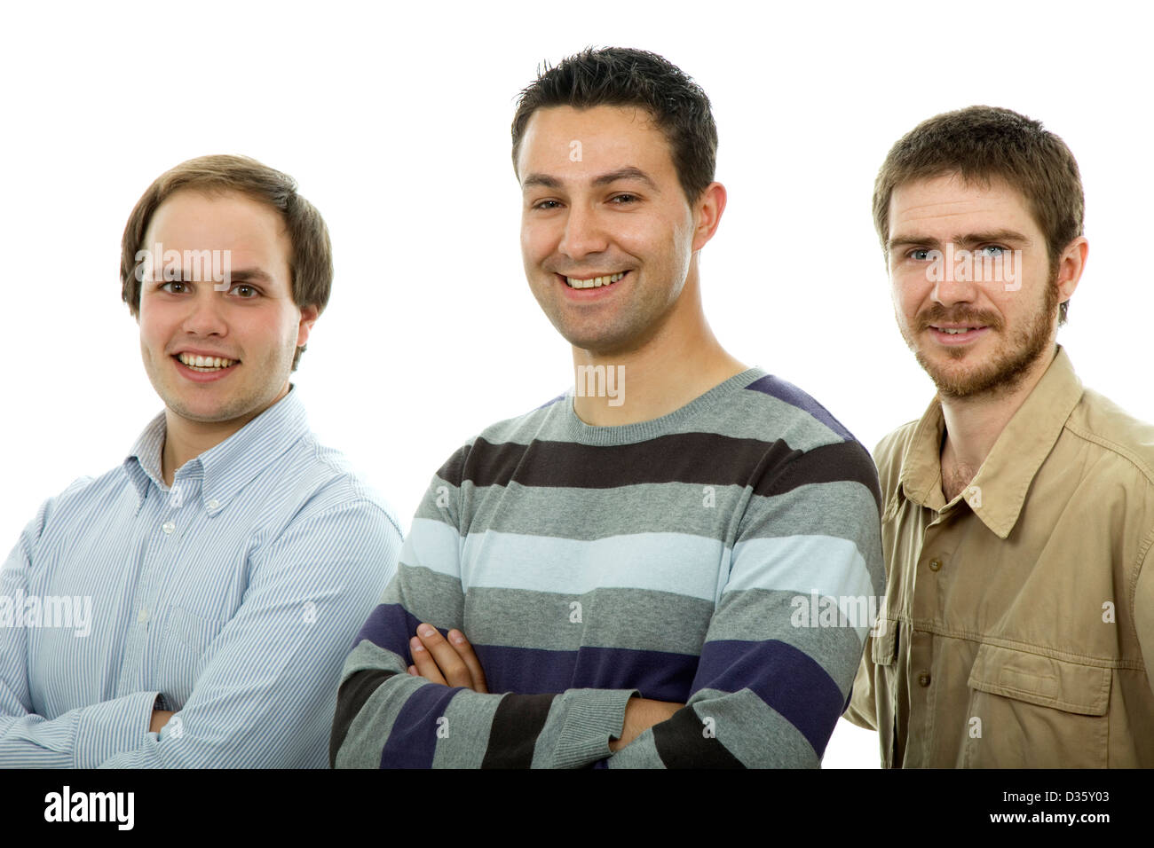 three casual men isolated on white background Stock Photo - Alamy