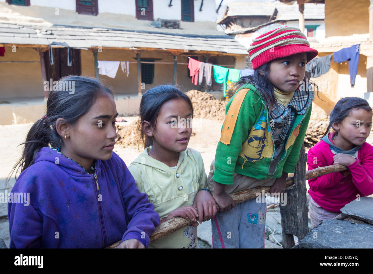Young Nepalese children in the Himalayas Stock Photo - Alamy
