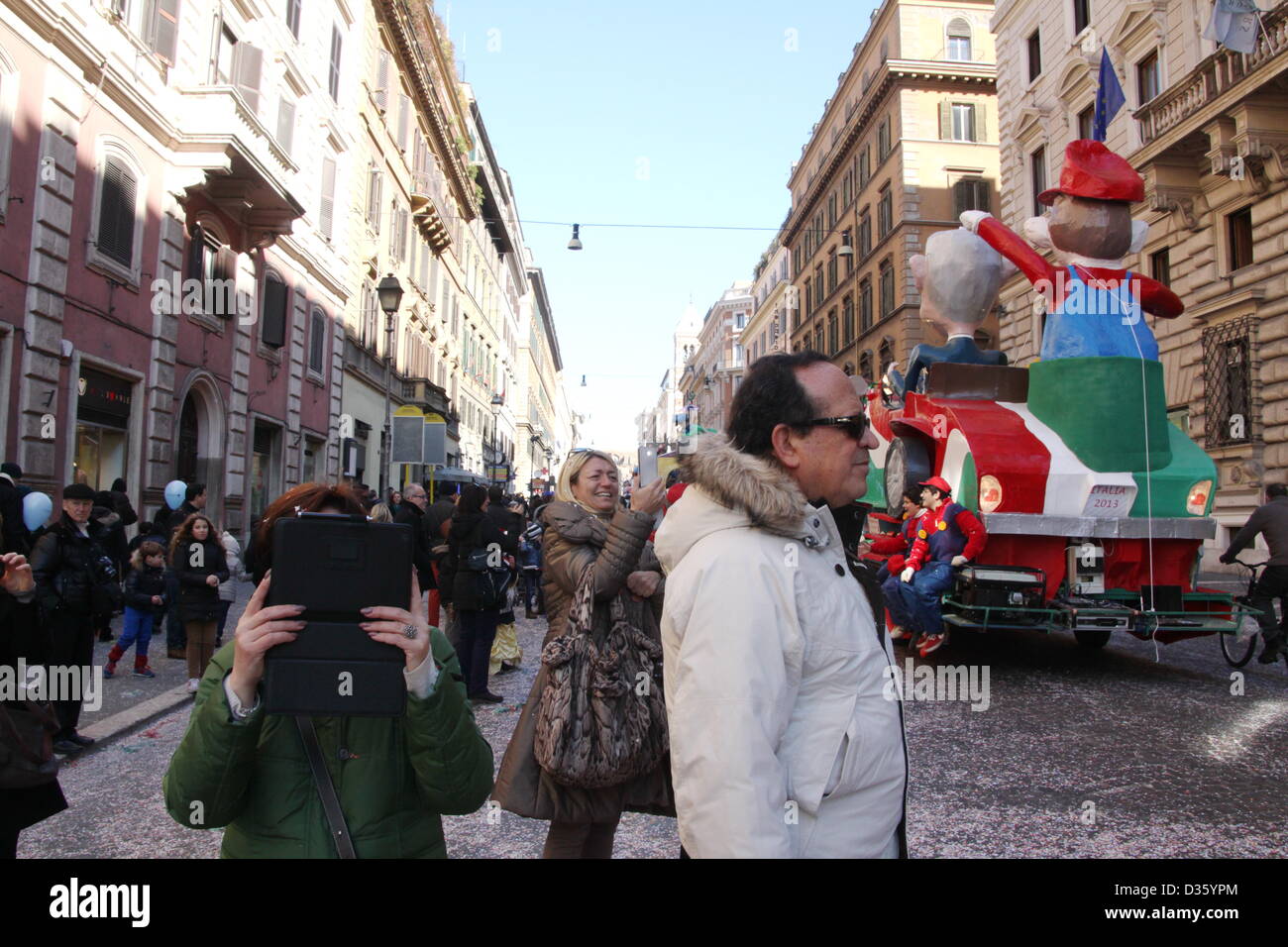 10 Feb 2013 Carnival Procession on Via Nazionale Street in Rome Italy ...
