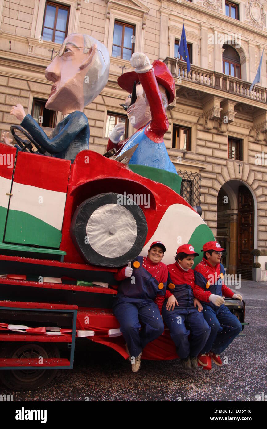10 Feb 2013 Carnival Procession on Via Nazionale Street in Rome Italy ...