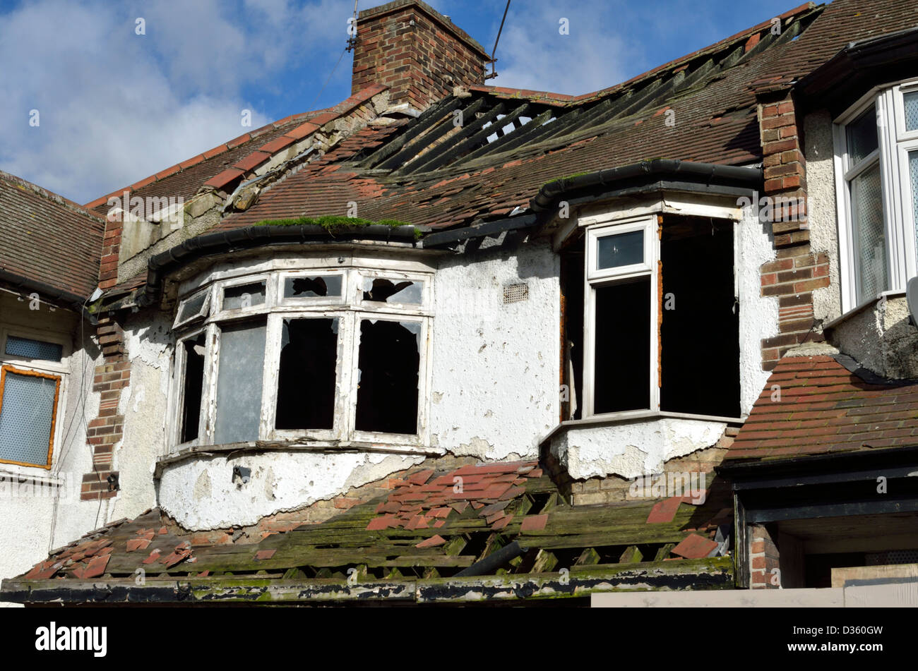Derelict houses on Bowes Road near Arnos Grove, London, UK Stock Photo ...
