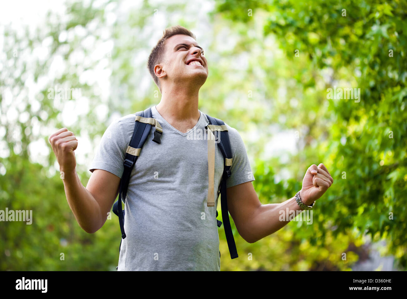 Outdoor portrait of a smiling student Stock Photo - Alamy