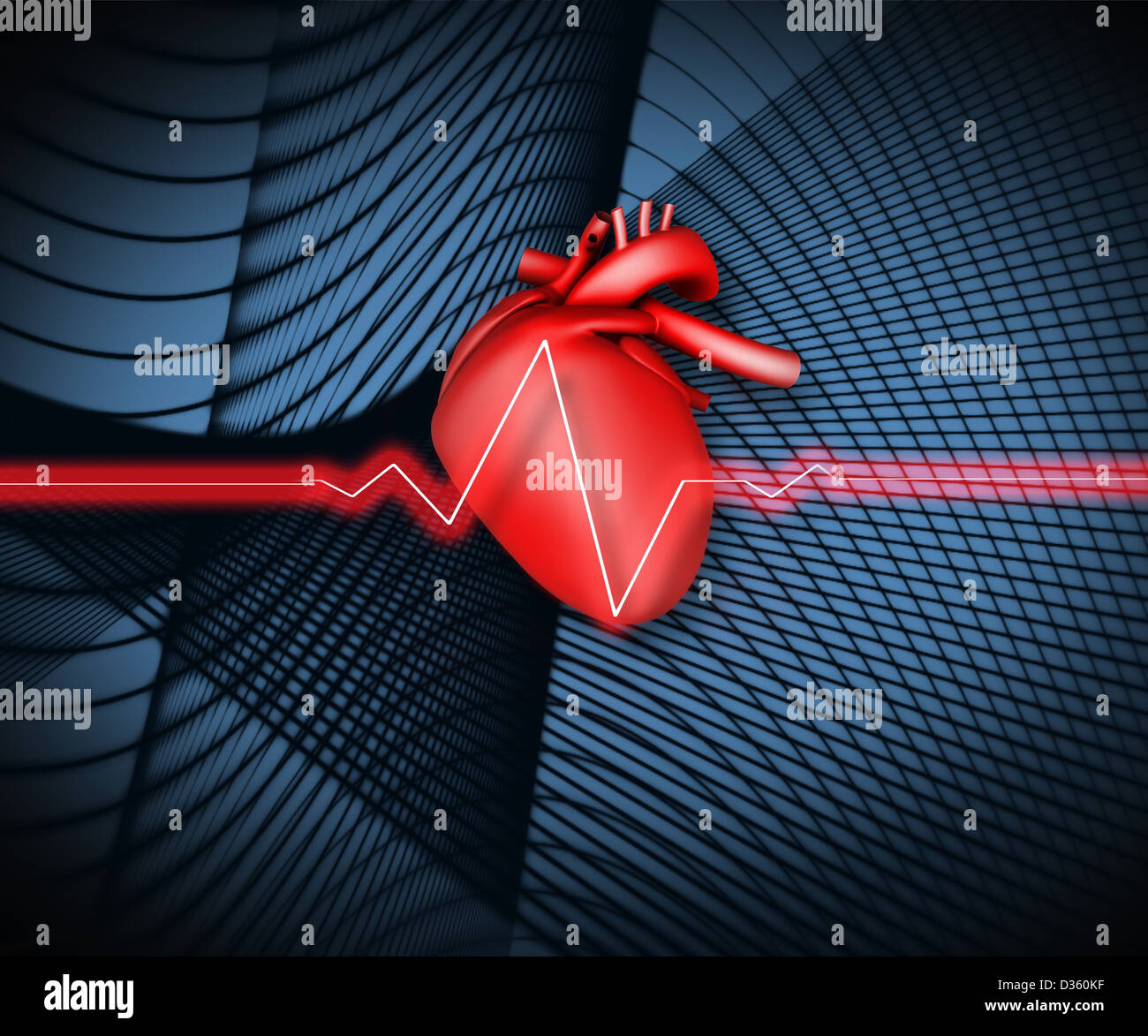 Red ECG line on black background with heart illustration Stock Photo ...
