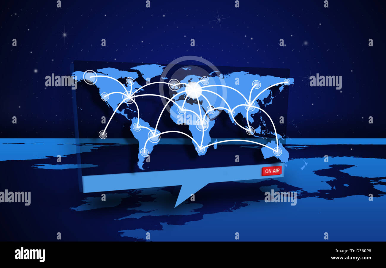 World map showing connections hi-res stock photography and images - Alamy