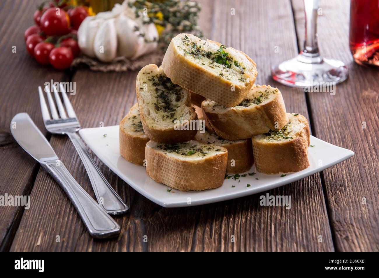 Fresh made Garlic Bread pieces Stock Photo - Alamy