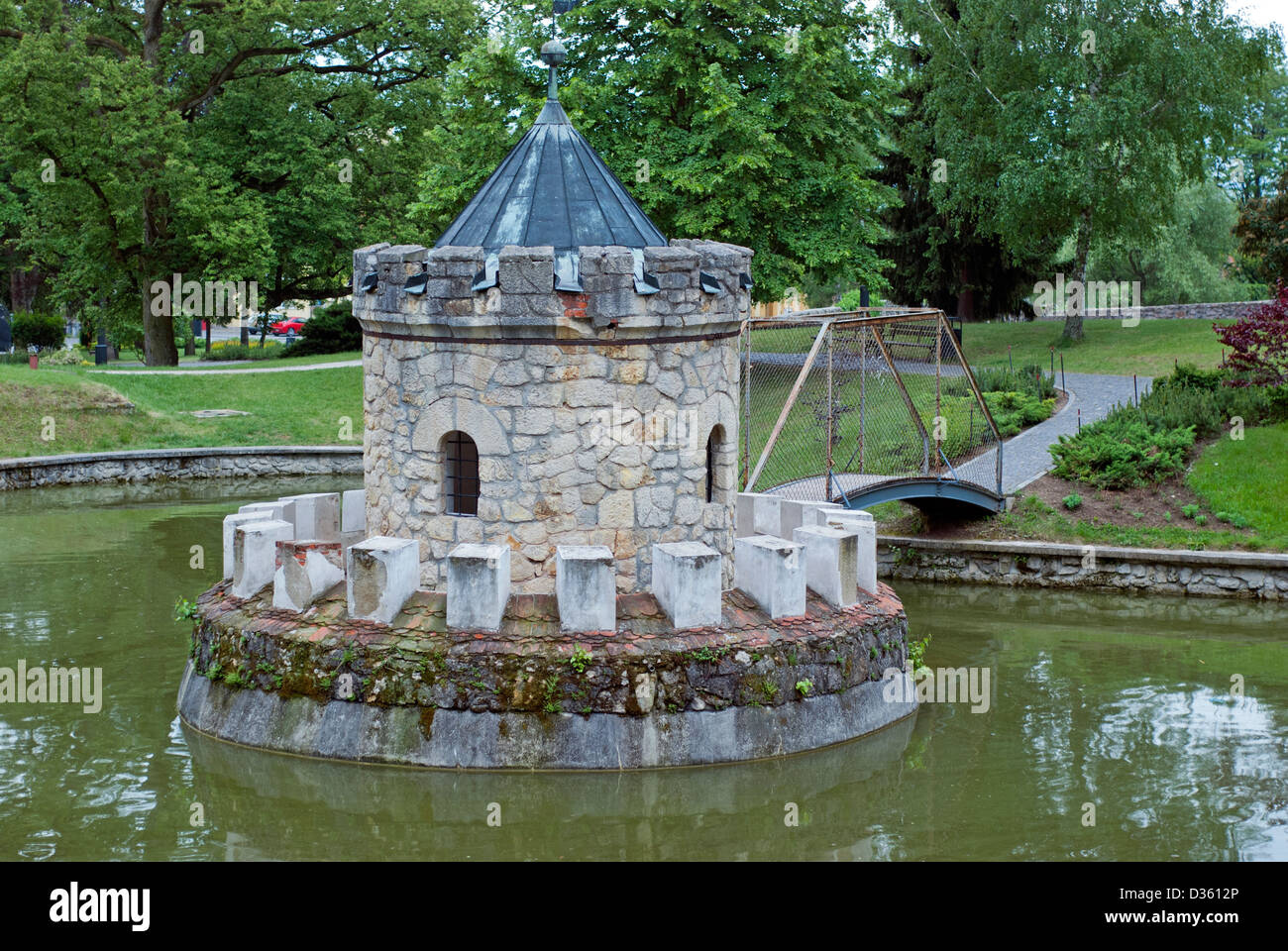 Small turret in the lake. Bojnice, Slovak republic Stock Photo - Alamy