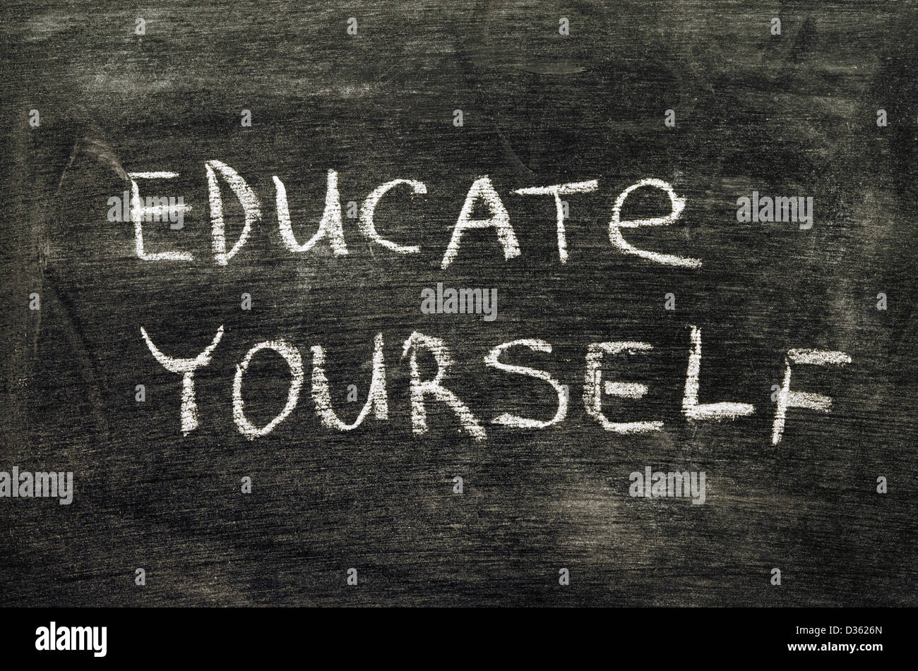 educate yourself phrase handwritten on school blackboard Stock Photo ...