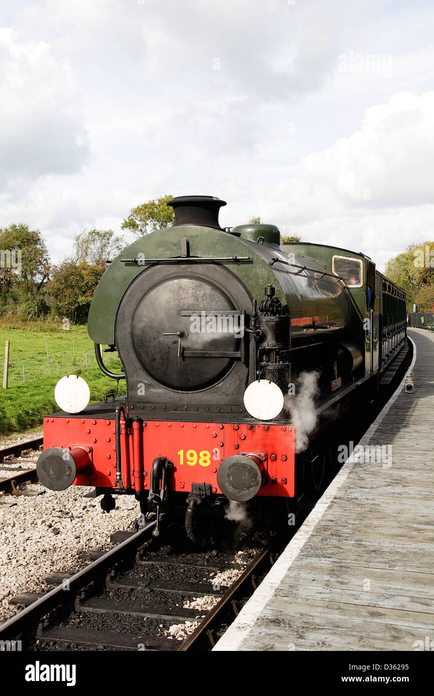 Preserved steam engine "Royal Engineer" stood at platform Isle of Wight ...