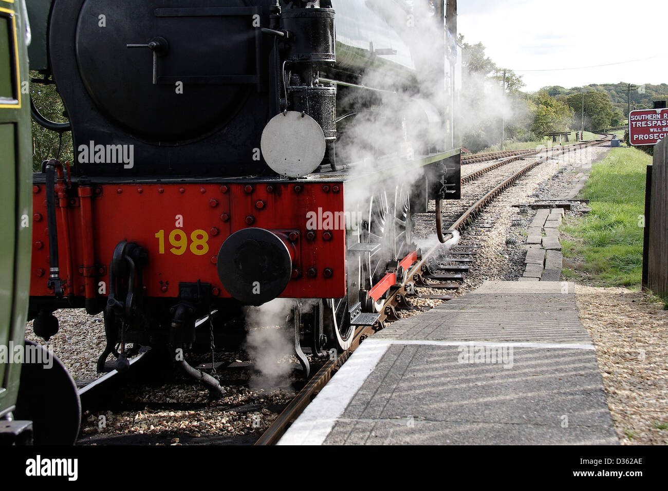 Preserved steam engine "Royal Engineer" arriving to connect to ...